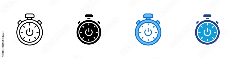 Power Timer Multiple Style Icon Design Vector - Stopwatch with a power ...