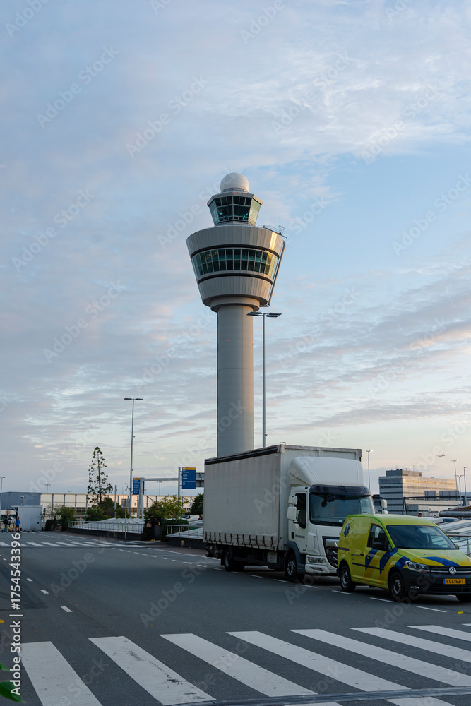 Air traffic control tower at Schiphol Airport - Amsterdam, Netherlands ...