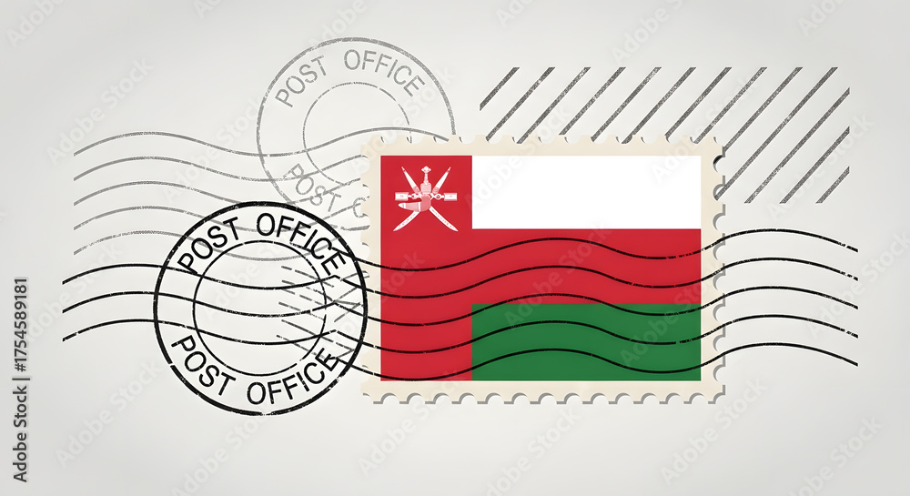 Foto de Stock Oman National Flag on an Envelope with Postmarks and Post ...