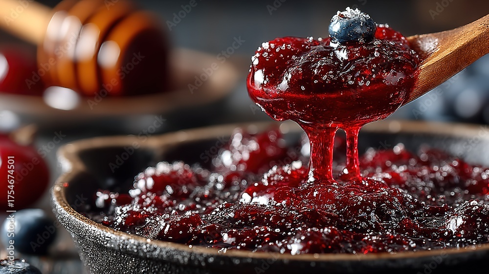 Artisan Jam Making Process, Hand Pouring Hot Preserve from Pan into ...
