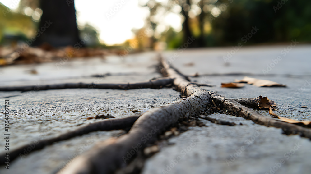 Tree Roots Crack Pavement. Nature finds a way to grow through the ...