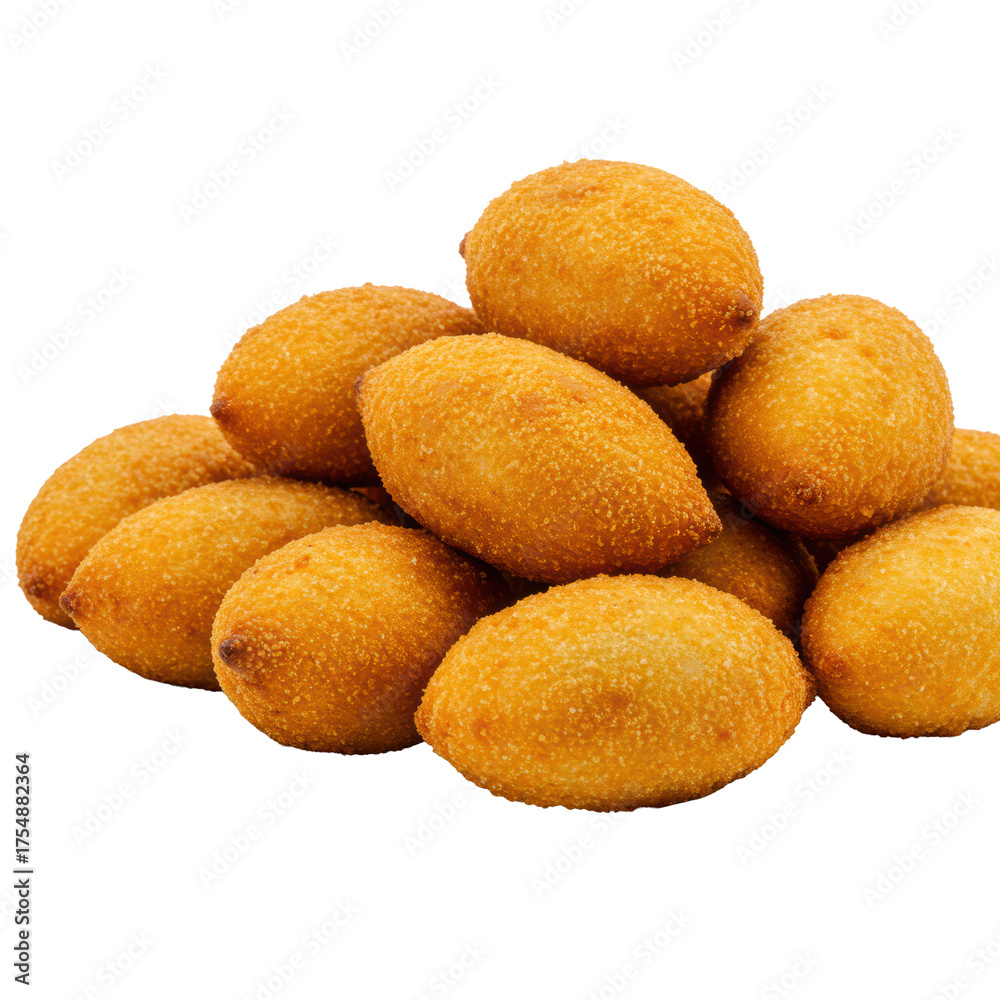 Photo Stock Golden-brown Brazilian deep-fried snacks, oval kibbeh and ...