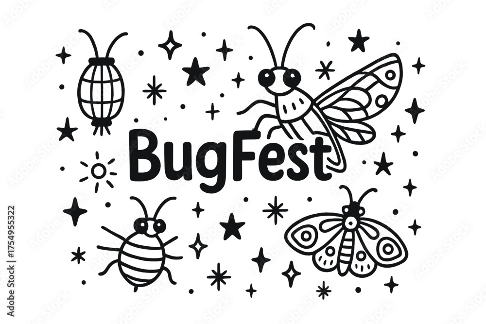 Doodle Lantern BugFest. Doodle lantern bug festival japan with stars ...