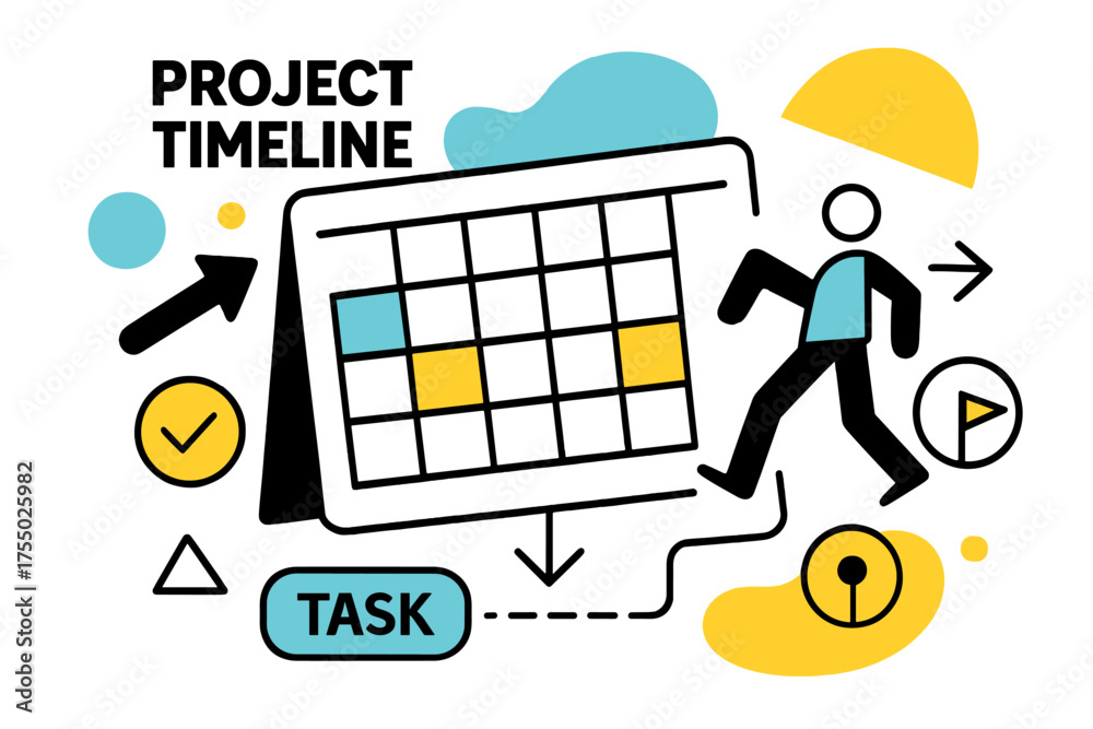 Dynamic Project Timeline. Project Timeline. Abstract floating calendar ...