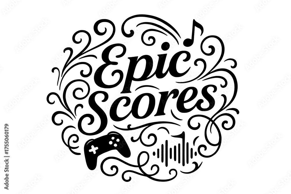 Vector de Stock Epic Scores Flourish Lettering. Flourish Lettering ...