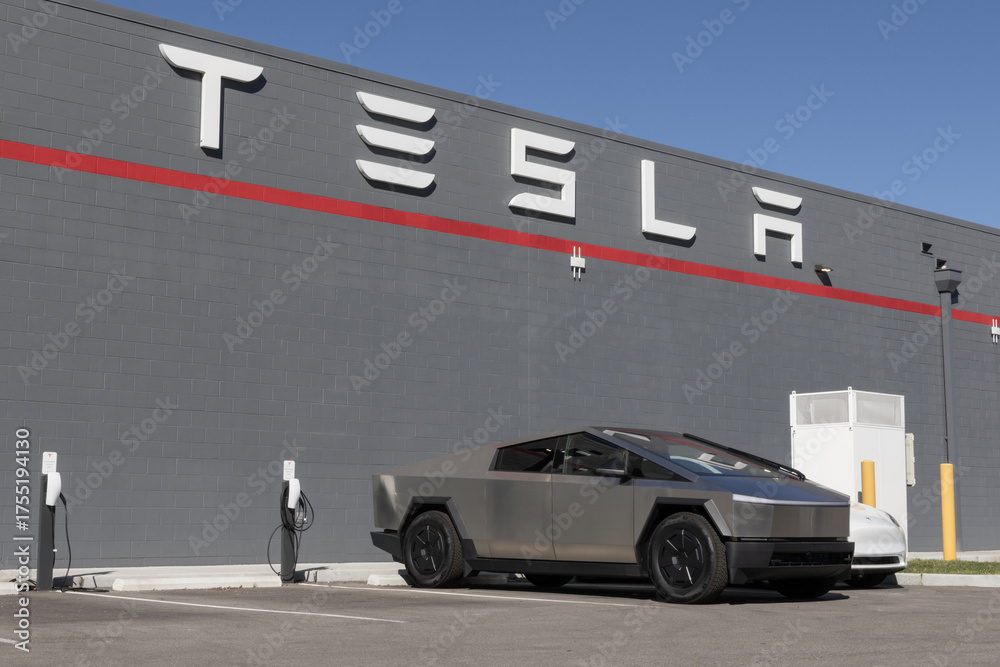 Tesla Cybertruck display at a dealership. Tesla offers the Cybertruck ...