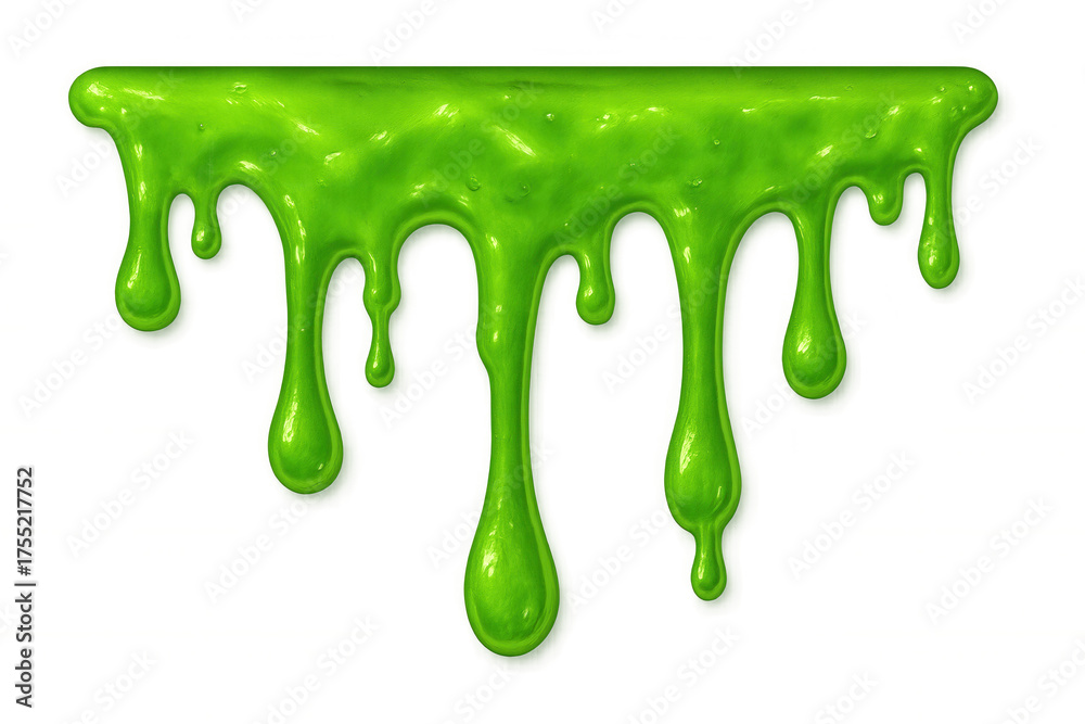 Green dripping slime border, viscous liquid creating a sticky goo ...