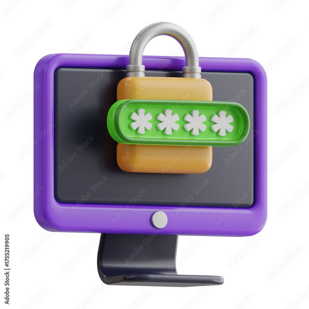 Computer Monitor Displaying a Locked Screen With Padlock Symbol and ...