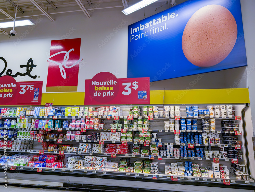 Canada, 20 September 2025 : Grocery store dairy section bilingual ...