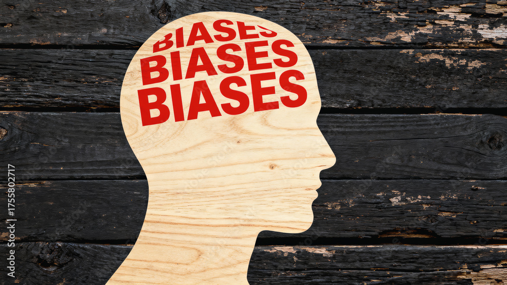 Foto de Stock Wooden human head profile illustrates concept of ...