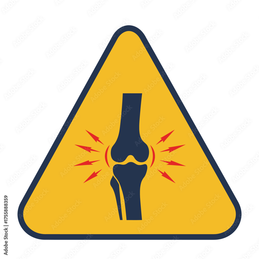 This striking warning sign effectively symbolizes knee joint pain and ...