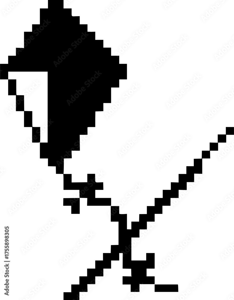 Image vectorielle Stock Kite With Cutting String Pixel Art: minimal 8 ...