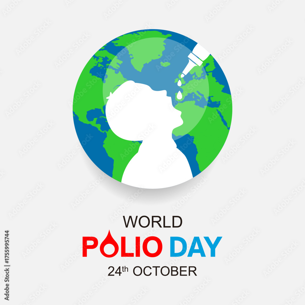 Vector de Stock Poster for World Polio Day on October 24, showing a ...