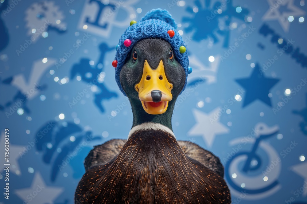 Photo Stock Cute and happy duck advocating for democratic values ...
