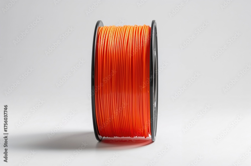 Spool of filament for 3D printing shown on a white backdrop. Material ...