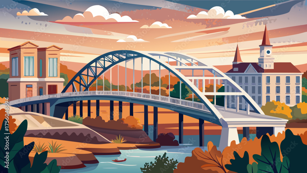 Very beautiful view of the historic Edmund Pettus Bridge spanning the ...