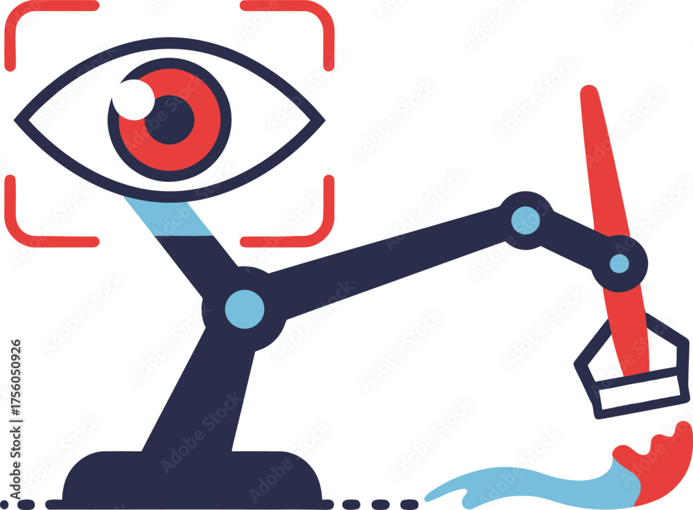 Eye scan by robotic arm. AI vision. Stock Vector | Adobe Stock