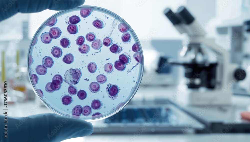 Microscopic view of white blood cells including neutrophils, monocytes ...