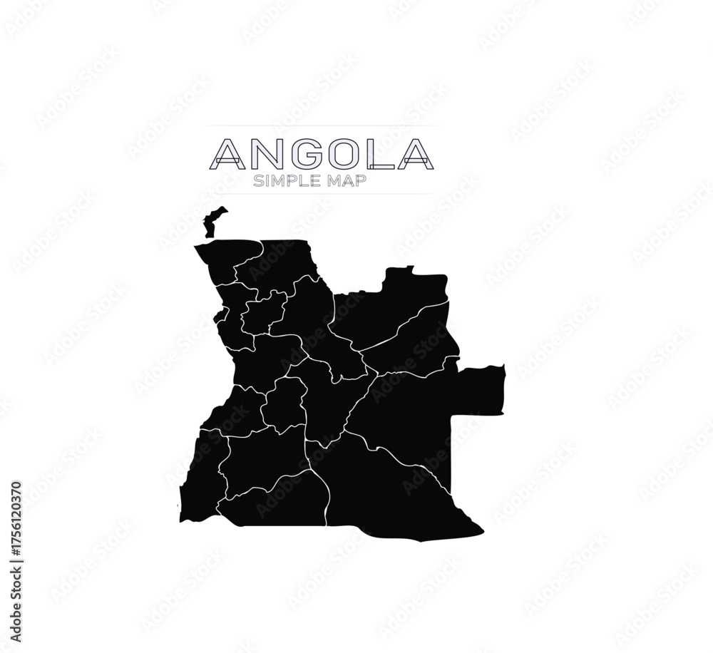 angola map - High detailed blue map with counties/regions/states of ...