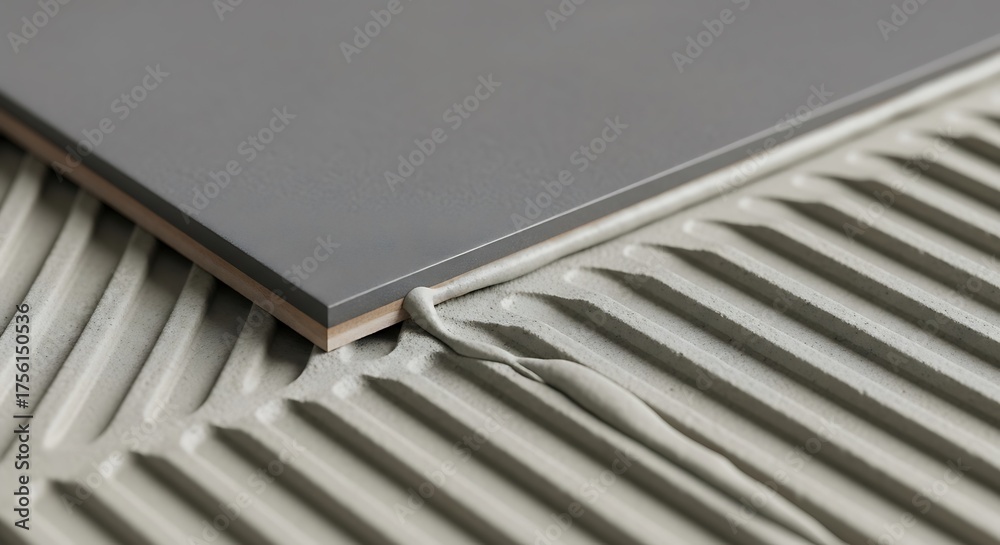Installing Grey Tile with Mortar Adhesive Stock Illustration | Adobe Stock