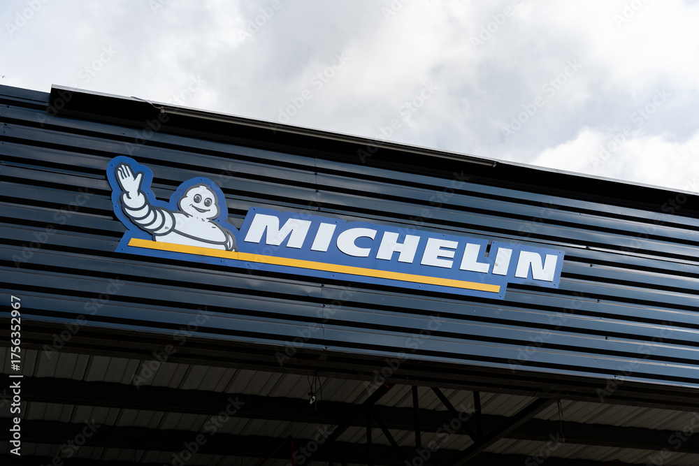 Modern Michelin tire shop facade, highlighting the Michelin tire brand ...