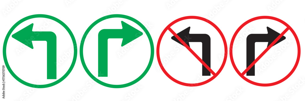 Image vectorielle Stock Traffic signs indicate left and right turns and ...