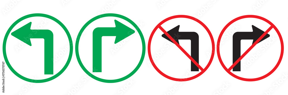 Illustration Stock Traffic signs indicate left and right turns and ...