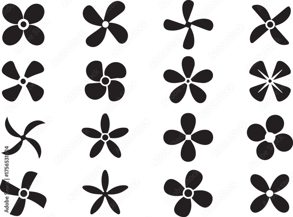 vector propeller and fan icons 4x4 grid scalable ai eps png jpeg bundle ...