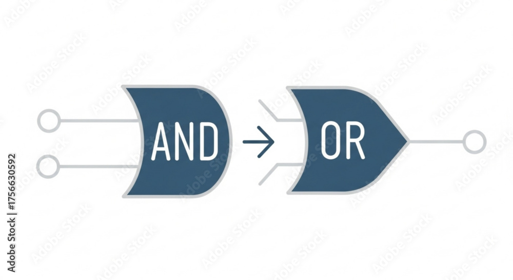 Stock-Vektorgrafik „Logic gate diagram showing an and gate connected to ...
