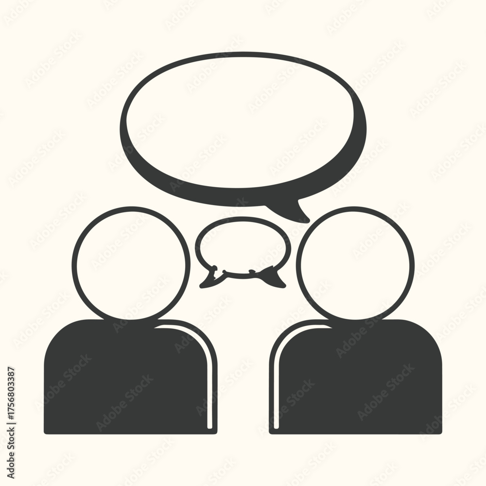 Vector art of two people talking with speech bubbles above their heads ...