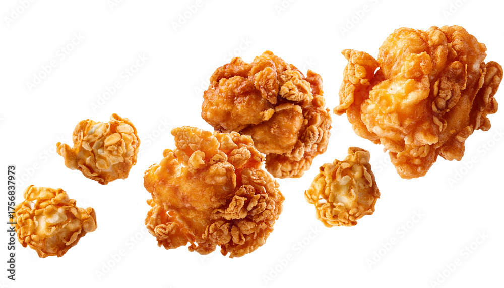 Crispy Fried Chicken Pops Flying in Air with Golden Crunch – Delicious ...