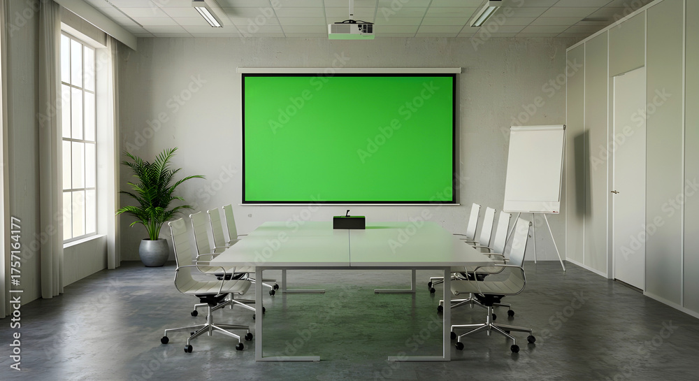 Green Screen Display in Modern Meeting Room — Layar Hijau di Ruang ...