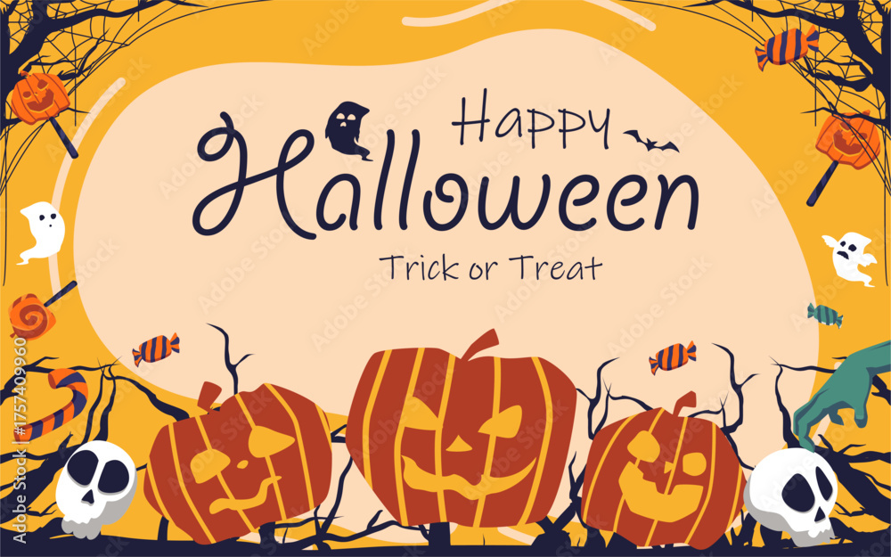 Stock-Vektorgrafik „Background Vector Happy Halloween: Trick or Treat ...