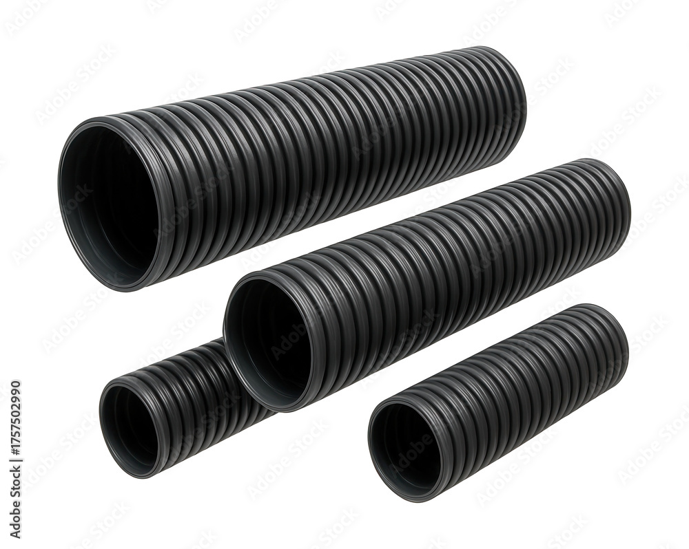 Foto de Stock Corrugated drainage pipes installed in a school ...