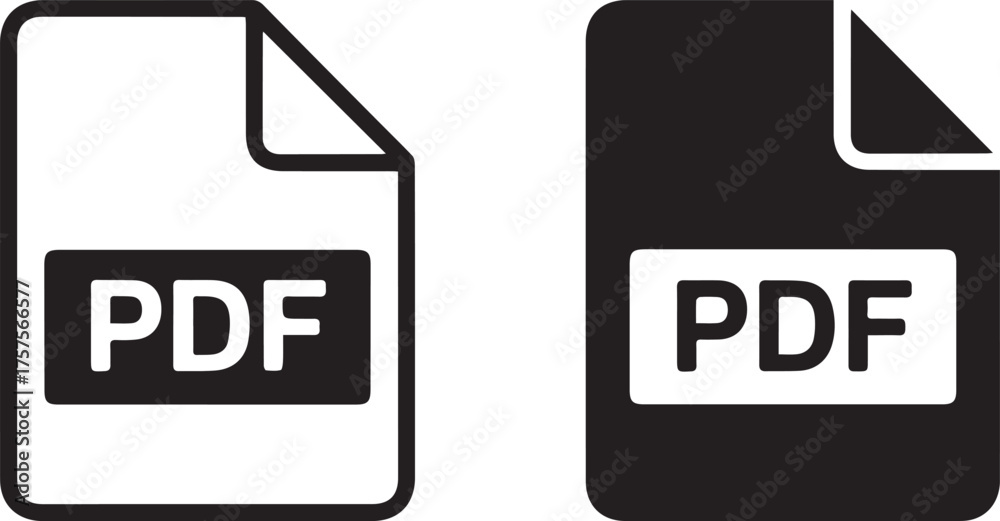 Stock-Vektorgrafik „pdf document icon pair black filled and outline ...
