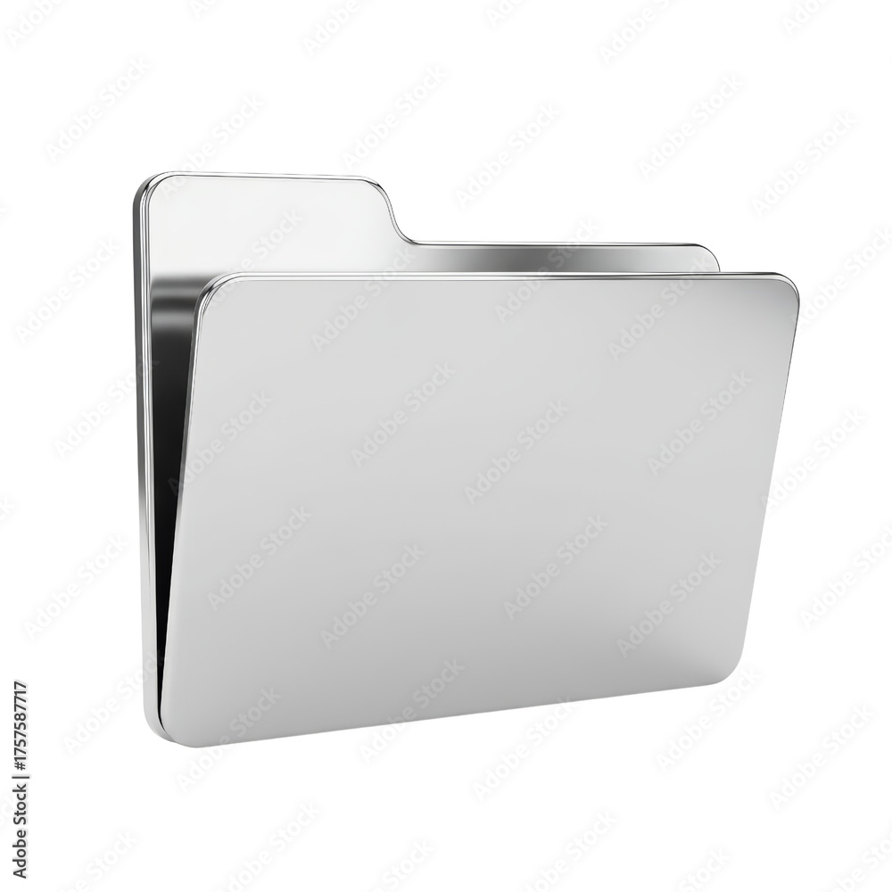 Metallic Folder Icon on Transparent Background for Modern Digital ...