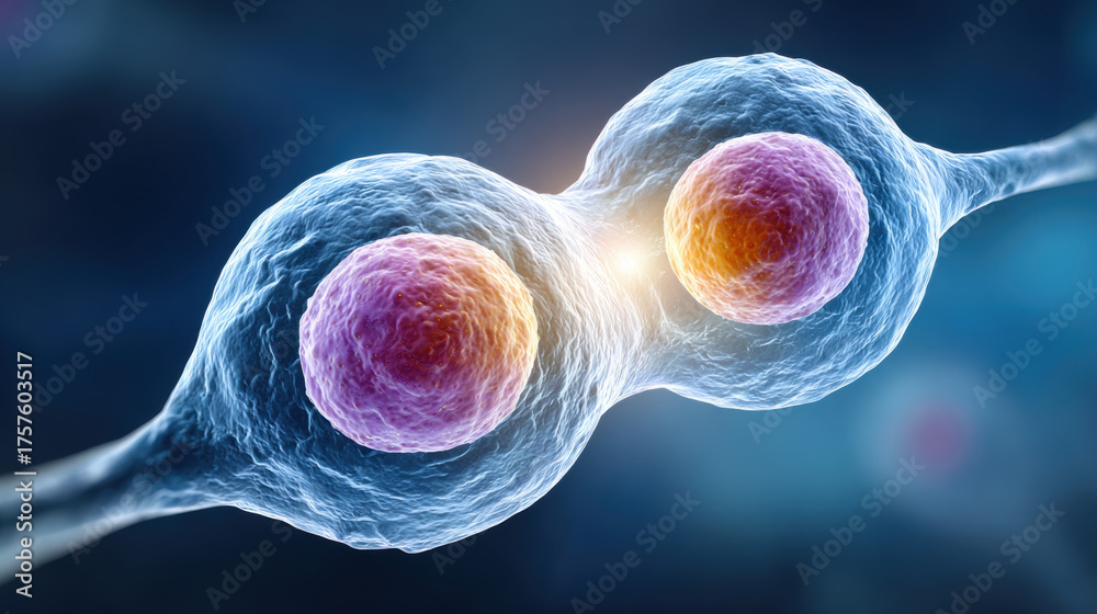 ภาพถ่าย Stock Amoeba, Ameba, A single amoeba cell dividing into two ...