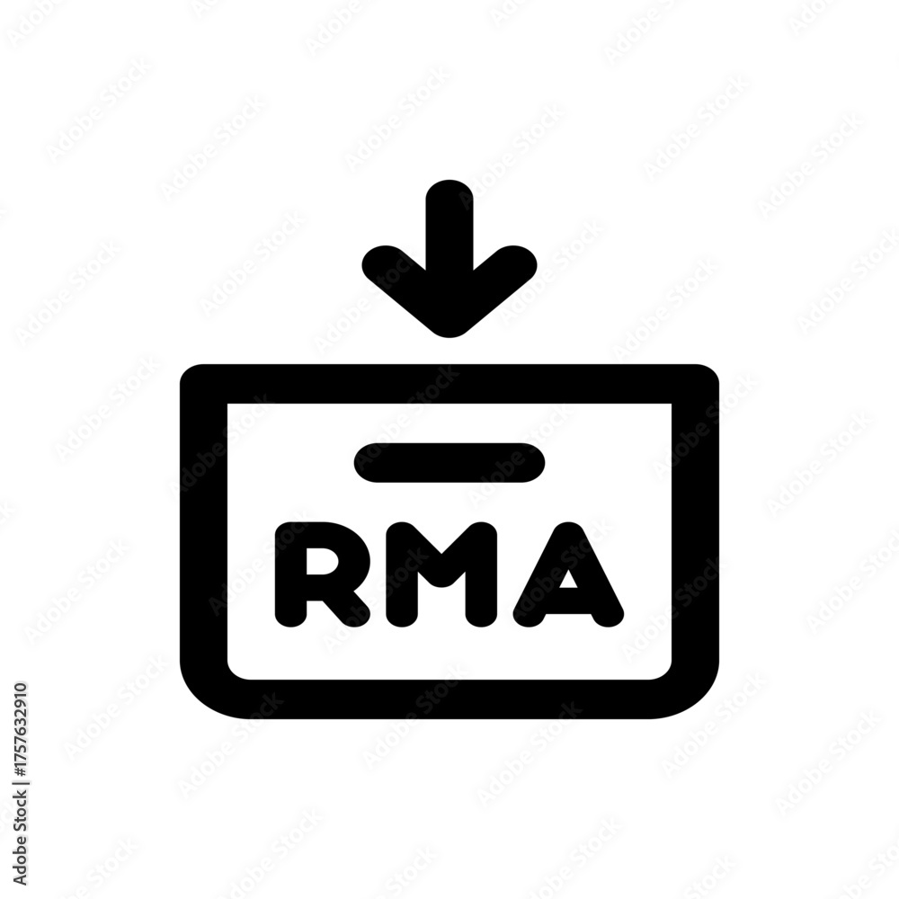 Black rma box with a slot and an arrow pointing down indicating a ...