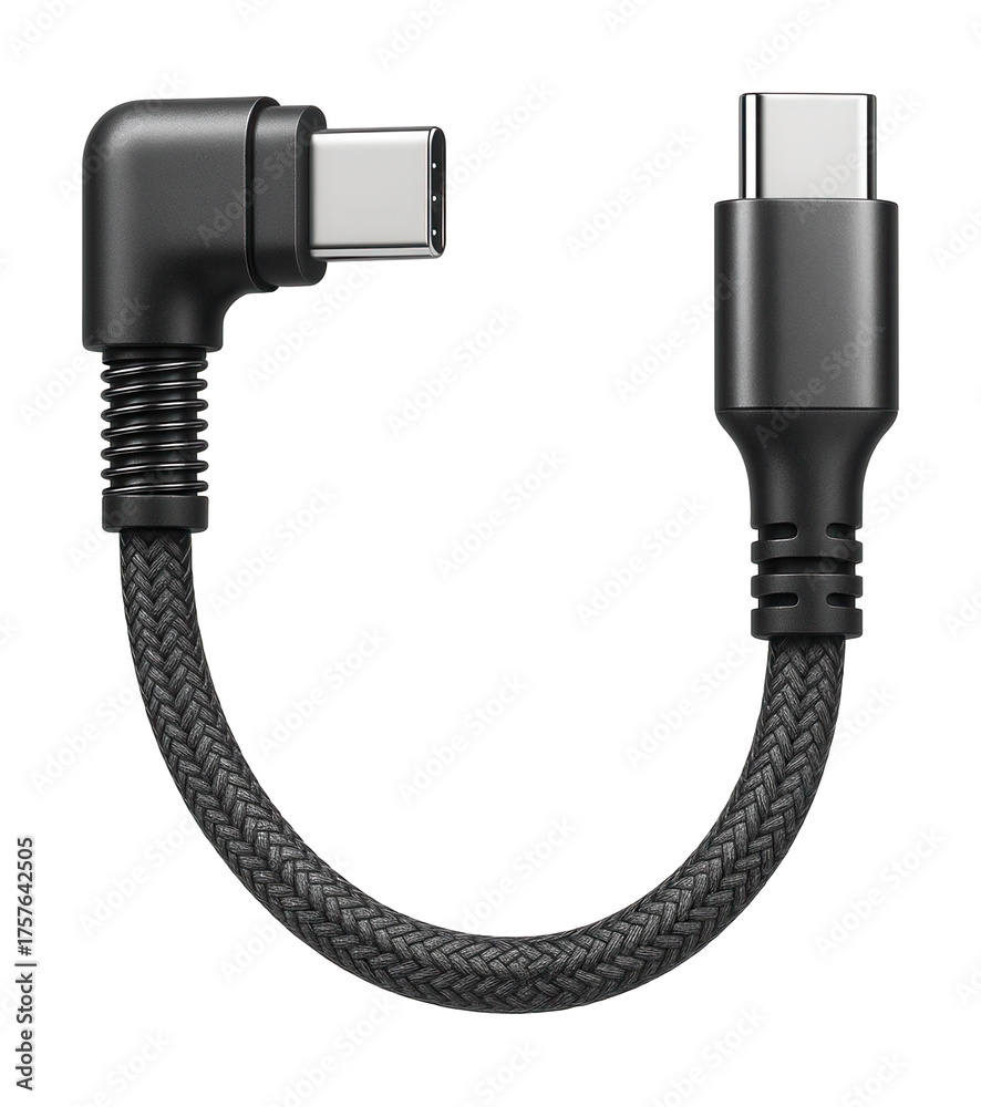 Стокове фото Right-angle USB-C to USB-C cable with spring strain relief ...