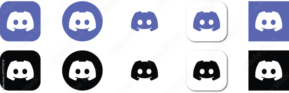 Discord icon set, Discord logo on Transparent background. vector ...