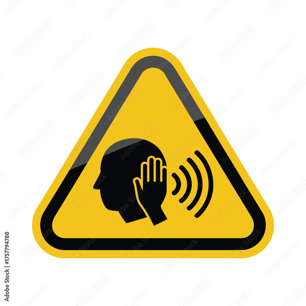 Image vectorielle Stock Hearing protection required sign yellow ...
