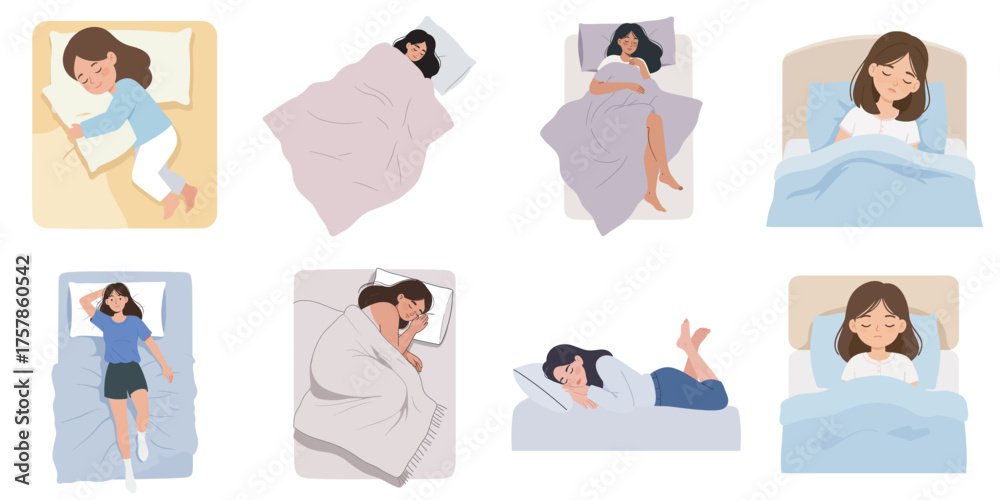 Image vectorielle Stock Different Sleeping Positions A Guide to ...