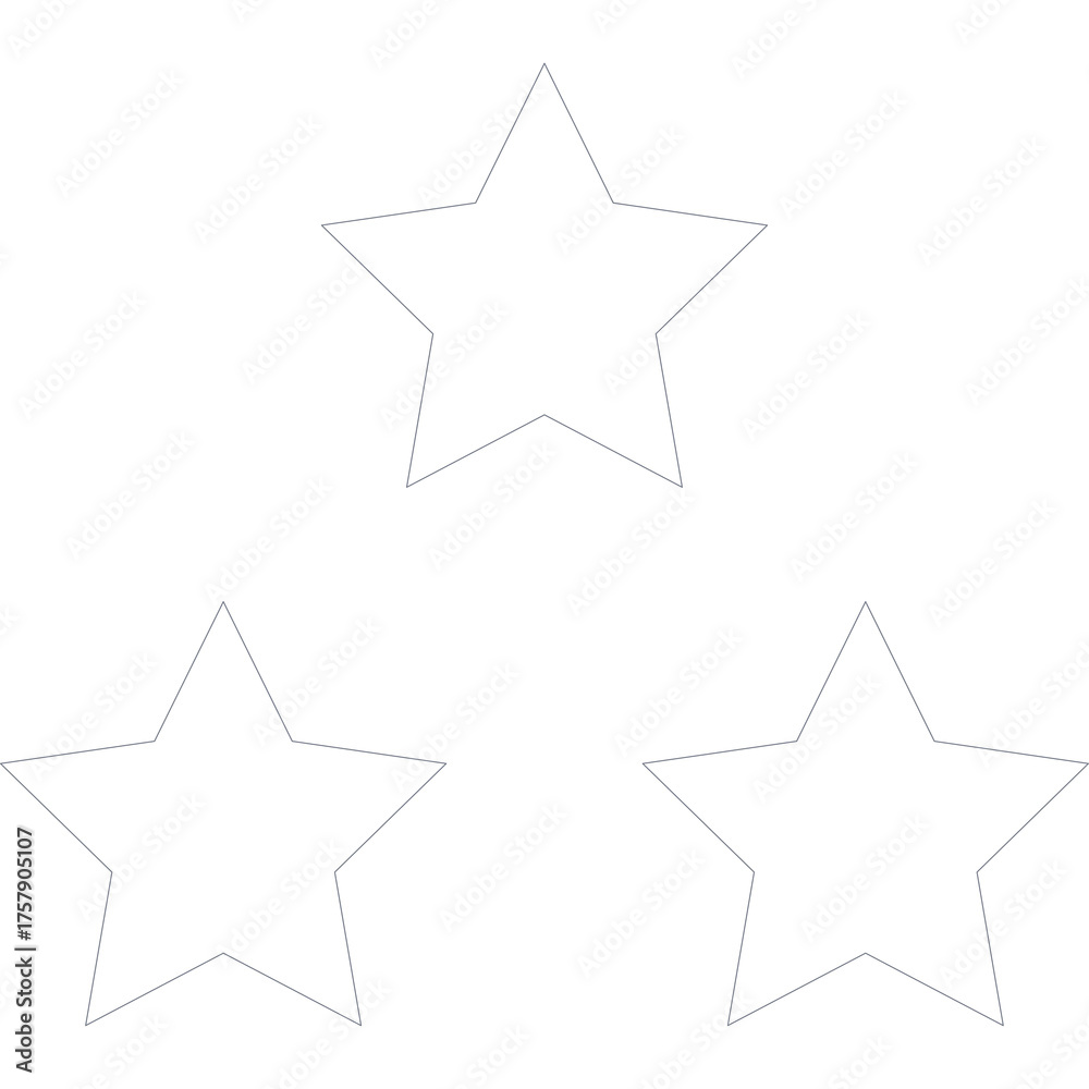 Three Outline Stars Composed of Solid and Dashed Lines on a Clean ...