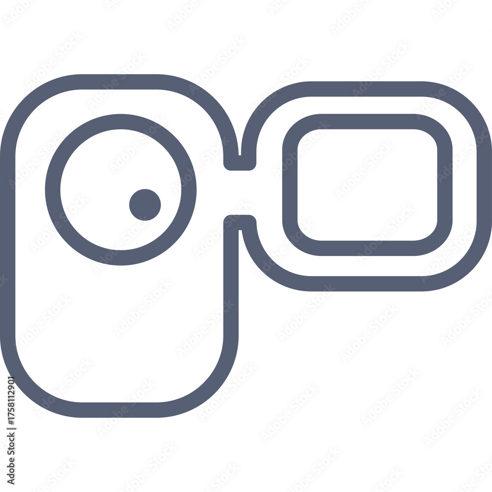 Line art icon of a video camera with a transparent background in a ...