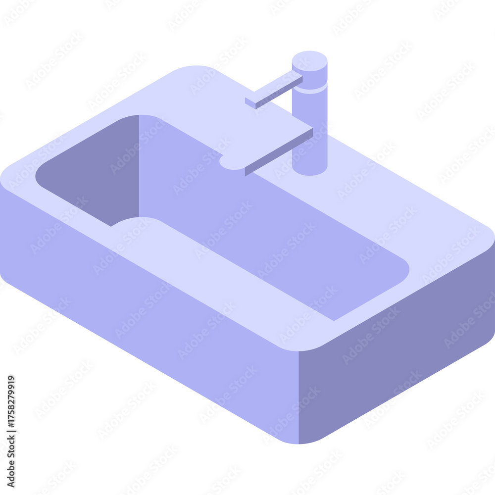 Isometric Light Purple Sink Faucet With Transparent Background Isolated ...