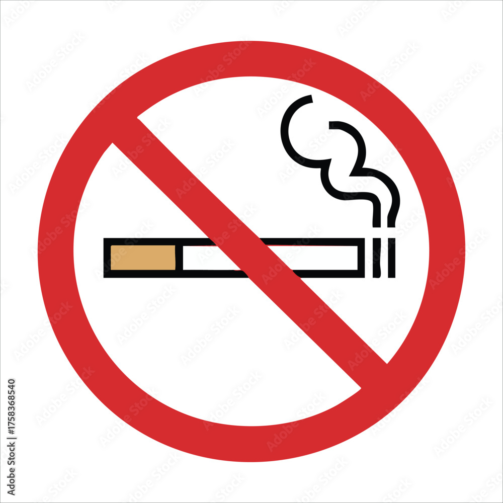 universal no smoking symbol with red prohibition circle vector art ...