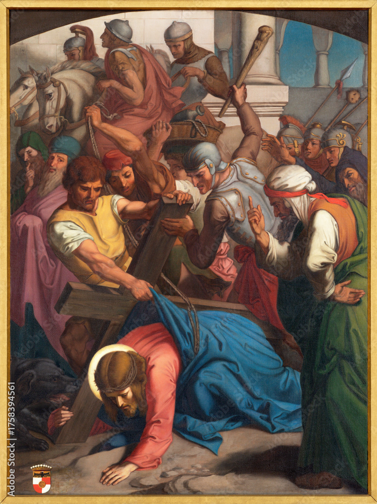 Foto Luzern - The painting Fall of Jesus under the cross as part of ...
