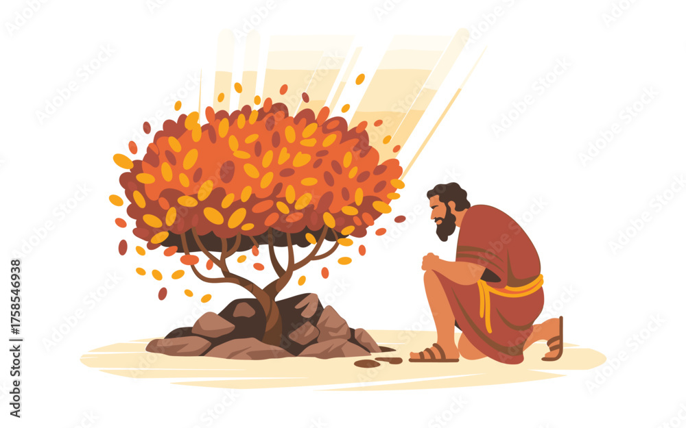 Moses and the burning bush, a biblical story of divine encounter and ...