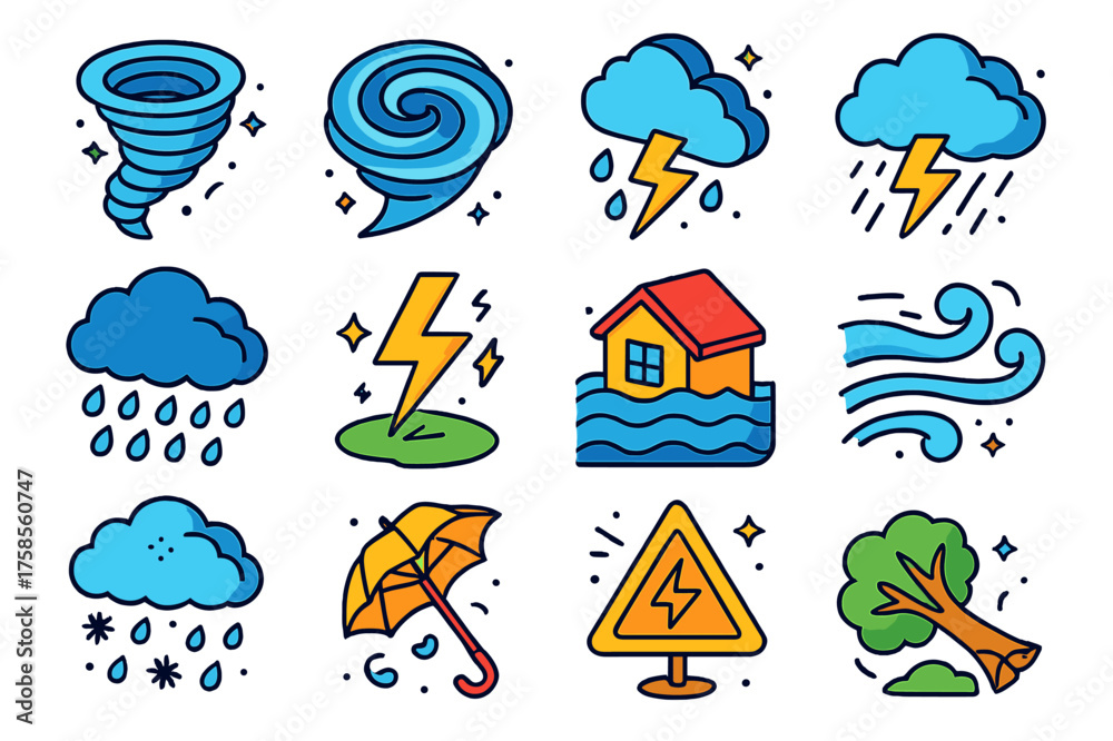 Storm Icons Collection. Storm. Colorful isometric vector icons set of ...