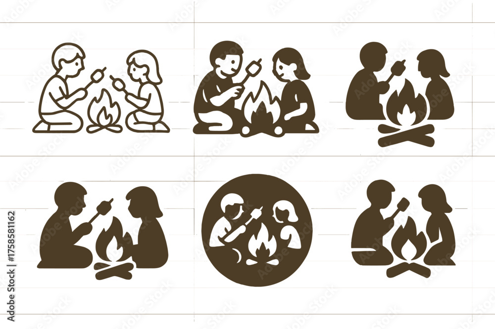 Image vectorielle Stock Sibling Campfire Logos. Sibling moments and ...